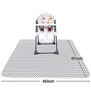 Youngever 42 Inch x 42 Inch Washable Highchair Splat Floor Mat, Splash Mess Mat, Food Catcher Art Craft Leak Proof Mat (Grey Wave)