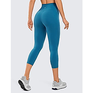 CRZ YOGA Womens Butterluxe Workout Capri Leggings with Pockets 21 Inches - High Waisted Gym Athletic Crop Yoga Leggings Super-Sonic Blue Medium