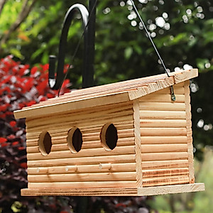 STARSWR Bird Houses for Outside,Outdoor Bird House Room for 3 Bird Families 3 Hole Bluebird Finch Cardinals Hanging Birdhouse