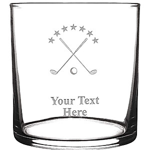 Personalized Drink Glasses, Golf Engraved Cocktail Glass With Custom Text Great Customizable Golfer Gift
