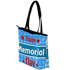 Women's Large Size Canvas Shoulder Bag Hobo Crossbody Handbag Casual Tote, Happy Memorial Day