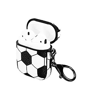 Airpods Case Cover,Durable Full Protection Soccer Design Airpods 1&2 Case Cover,with Keychain Front LED Visible