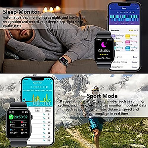 Blood Health Monitor Smart Watch for iPhone Android Bluetooth Calling 2023 Upgraded Non-invasive Blood Sugar Test Smartwatchs Men Women with Heart Rate Blood Oxygen Pressure HRV Fitness Tracker Watch