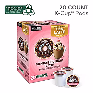 The Original Donut Shop Sundae Fundae One Step Latte, Keurig Single Serve K-Cup Pods, 20 Count