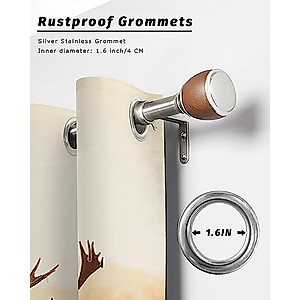 HERBED Outdoor Curtains for Patio 1 Panel Deer in The Grassland Under The Sunrise Waterproof Privacy Outside Curtain Sun Blocking Grommet Blackout Drapes for Porch Gazebo Pergolas Balcony 52x108 Inch