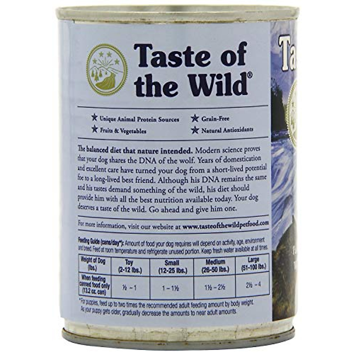 Taste of the Wild Grain-Free Canned Dog Food Variety Pack - Wetlands, Pacific Stream, High Prairie, and Sierra Mountain Pack of 12, 13.2 ounce cans by Taste of the Wild