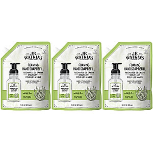 J.R. Watkins Foaming Hand Soap Refill, Moisturizing Foam Hand Wash, All Natural, Alcohol-Free, Cruelty-Free, USA Made, Aloe Green Tea, 28 fl oz, 3 Pack