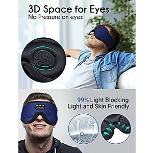 LC-dolida Bluetooth Sleep Mask Sleep Headphones Smart Auto Off Timer Sleeping Headphones for Side Sleepers Breathable 3D Music Eye Mask Cool Tech Gadgets Birthday Holiday Unique Gifts for Men