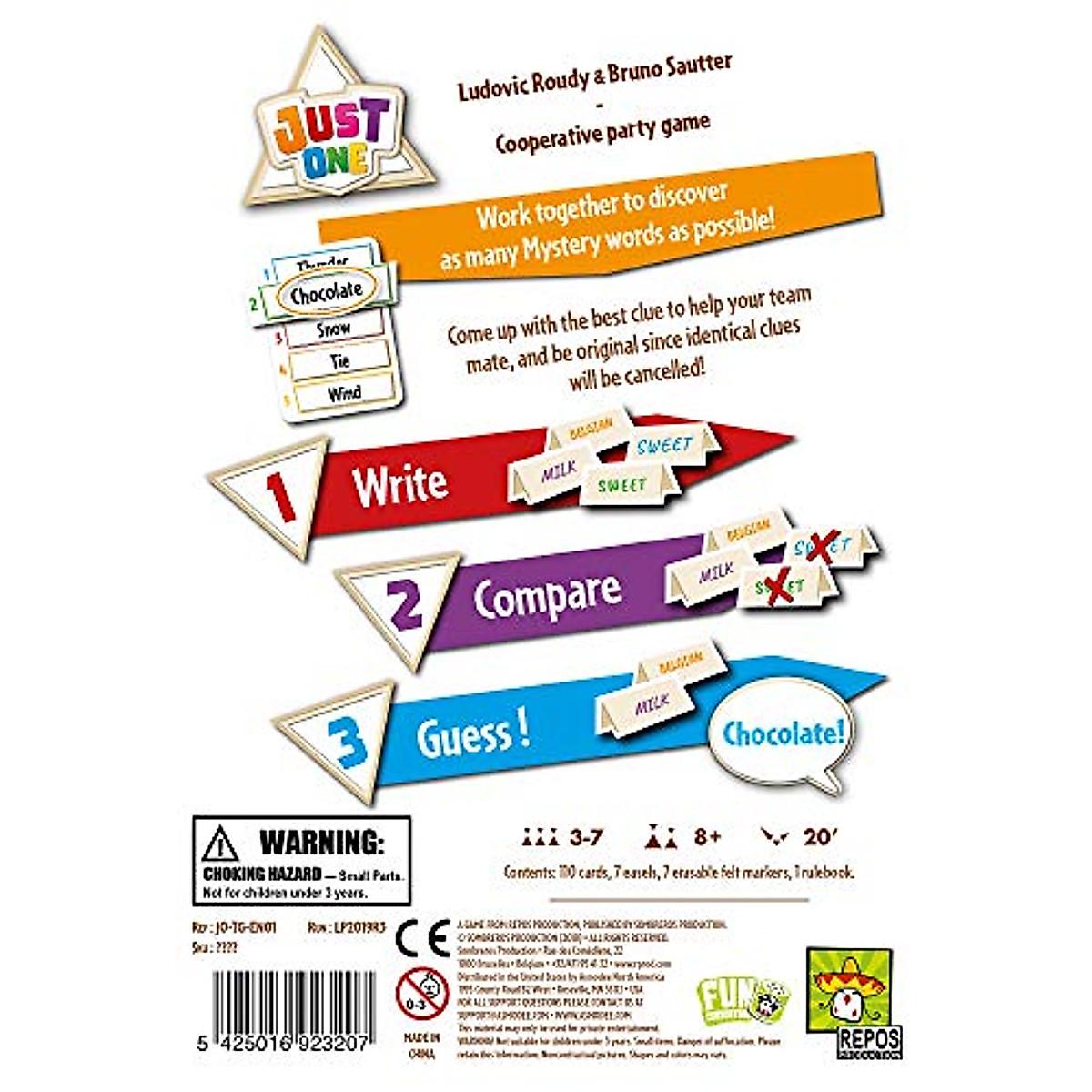 Just One Party Game - Cooperative Word Guessing Fun for Friends and Family! Ages 8+, 3-7 Players, 20 Minute Playtime, Made by Repos Production