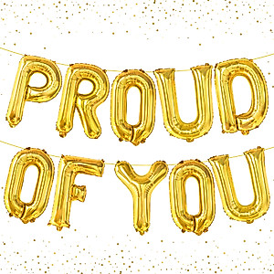 KatchOn, Gold Proud of You Balloons - 16 Inch | Proud of You Banner, Congratulation Balloons for Gold Graduation Decorations Class of 2024 | Gold Graduation Balloons 2024, Congratulations Decorations