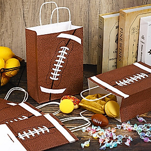 durony 16 Pieces Football Gift Bags with Handles Football Goodie Bags Party Favor Bags Football Treat Bags Candy Snack Bags for Party Supplies