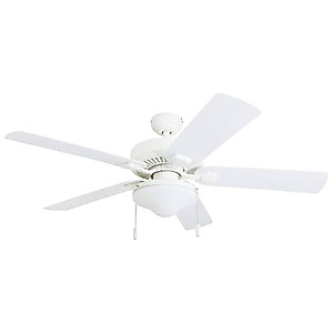Honeywell Ceiling Fans Belmar 52 Inch Ceiling Fan With Light, Indoor/Outdoor Ceiling Fan with Pull Chain, LED Tri-Mount 5 Blade Design, ETL Damp Rated, White (50513-01)