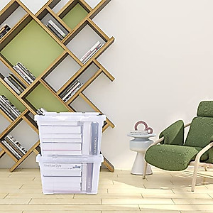 Minekkyes 4-Pack 34 Quart Clear Latching Box Totes, Plastic Storage Bin