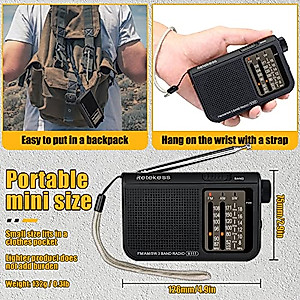 Retekess V117 Portable Radio AM FM, Shortwave Radio with Clear Dial, Transistor Radio with Best Reception for Seniors (Black)