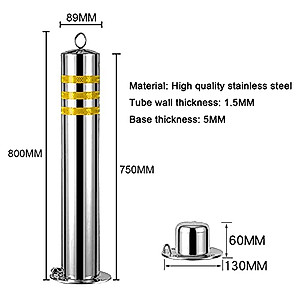 2 Pack Car Parking Space Lock Bollard Removable Driveways Security Posts Stainless Steel Parking Bollards for Parking Space,School Entrance
