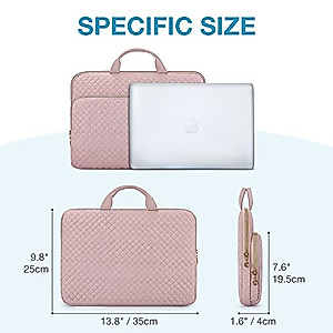 Laptop Sleeve, BAGSMART Laptop Carrying Case Compatible with 13-13.3 inch Notebook,Compatible with MacBook Pro 14 Inch,MacBook Air,Laptop Protective Bag with Pocket,Handles,Pink