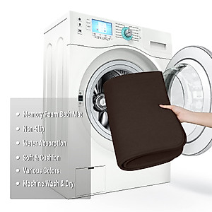 MAYSHINE Memory Foam Non Slip Anti Fatigue Bath Mat | Thick Absorbent Plush Velvet Bathroom Rug - Machine Washable, 17x24, Red