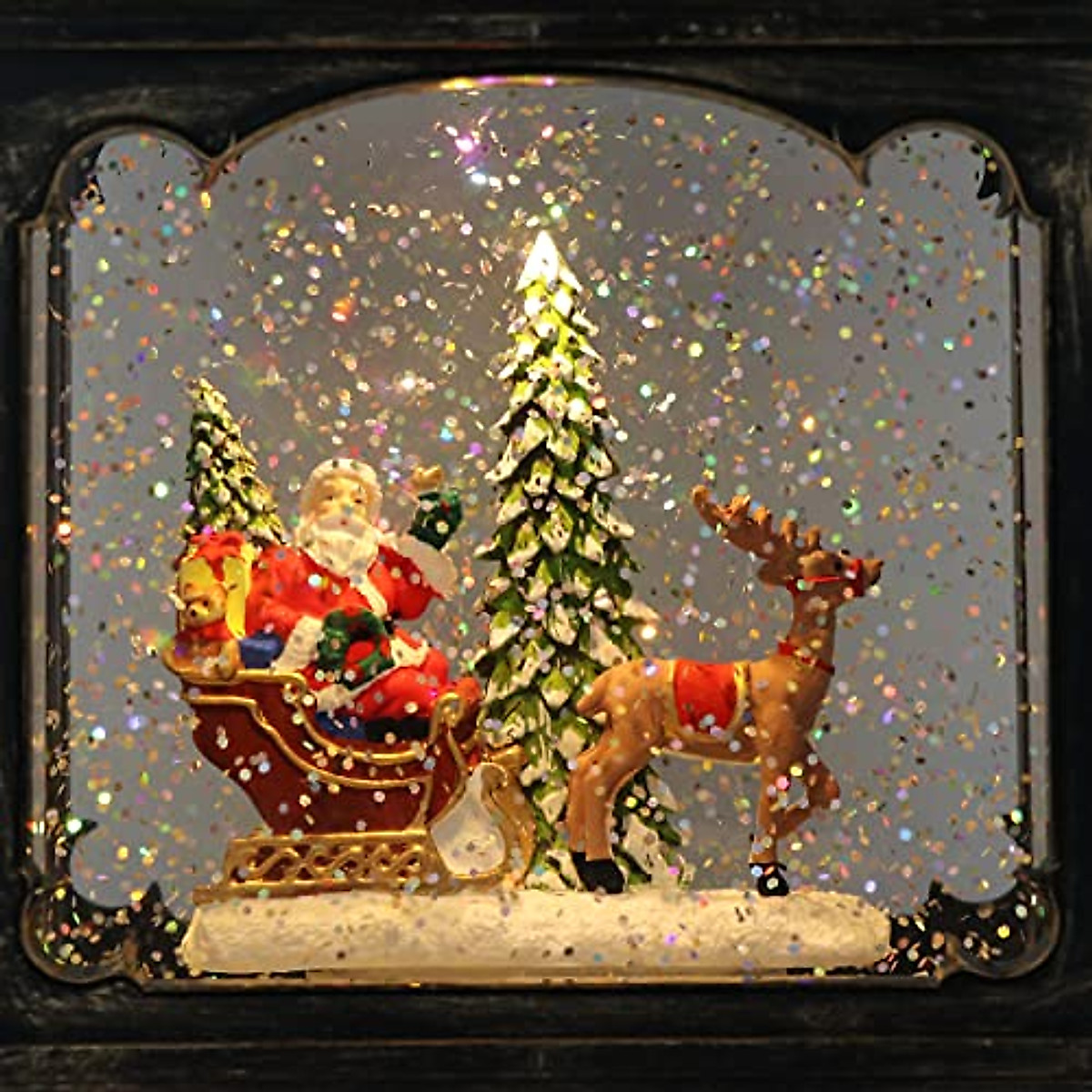 Wondise Christmas Muscal Snow Globe with Timer, USB Plug-in & Battery Operated Spinning Water Glitters Lighted Singing Snow Globe Lantern for Christmas Decorations(Santa)