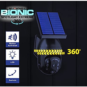 Bell+Howell Bionic Spotlight Extreme 360 - Solar Powered Outdoor Lights, Rain and Snow Resistant, Wireless w/Motion Sensor Outdoor Solar Lights for Yard, Garage, Lawn, Patio and Garden As Seen On TV