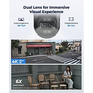 REOLINK 4K Dual-Lens Security Camera System, 2X Duo 2 PoE with 180° Ultra-Wide Angle, Bundle with 2X Trackmix PoE with 6X Hybrid Zoom & Auto Tracking and 1x RLN8-410 NVR (2TB HDD)