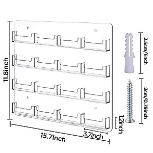 HBlife Clear Acrylic Business Card Holder Wall Mount Sticker Display Rack Multiple Cards Organizer for Gift Cards and Brochures, 16 Pockets