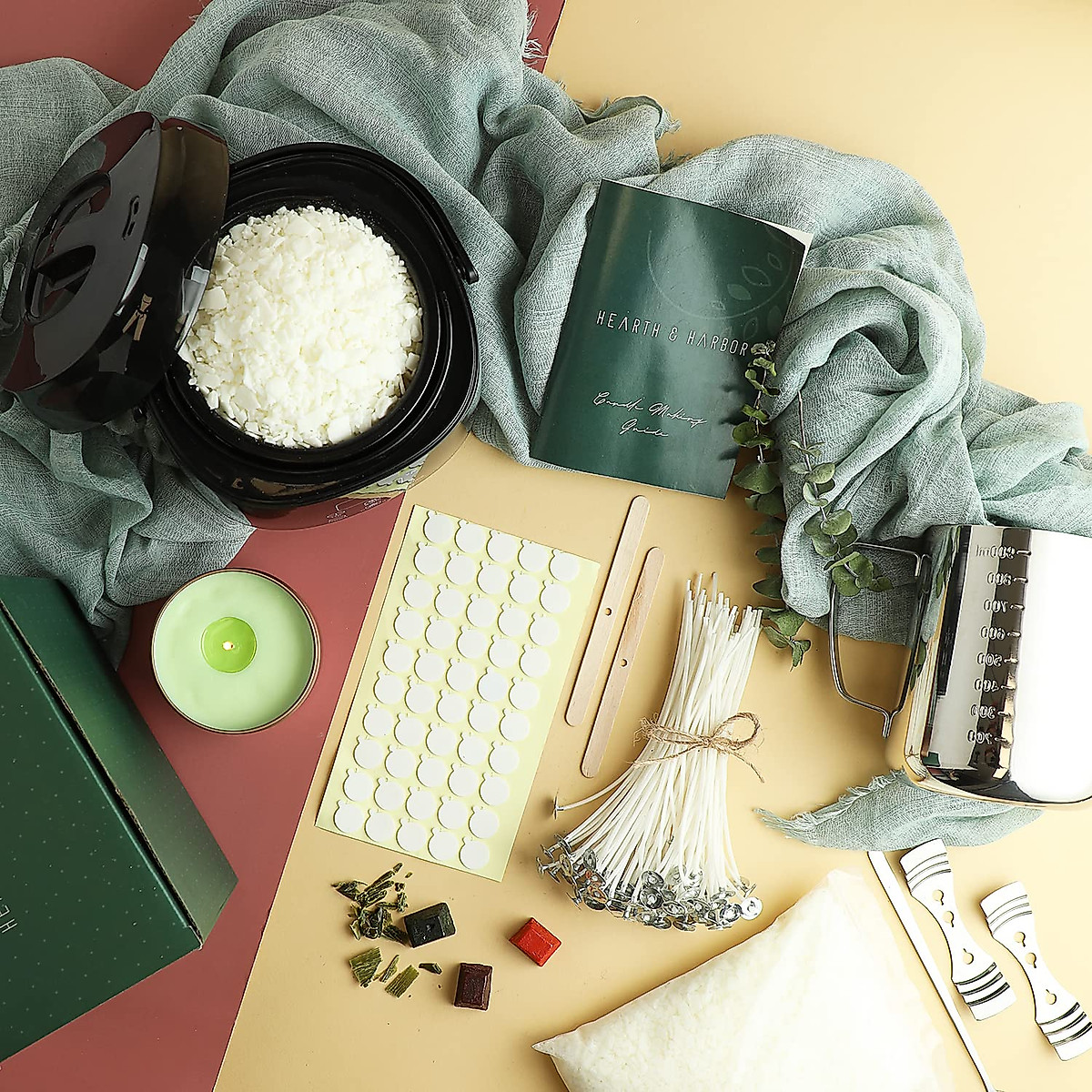 Hearth & Harbor Electric Wax Melter for Candle Making, Small 16oz Candle Wax Melting Pot, Non-Stick Candle Wax Melter for Candle Making, Candle Maker Machine - Fast, Easy, & Clean Candle Melting Pot