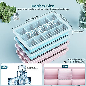 dasfork Ice Cube Trays 4 Pack, Food-grade Silicone Ice Cube Molds with Lid, Flexible Easy Release Silicone Trays for Freezer and Oven, BPA Free