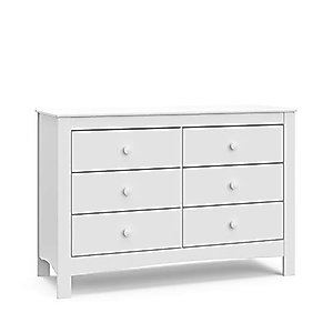Graco Noah 6 Drawer Double Dresser (White) - GREENGUARD Gold Certified, 6 Drawer Double Dresser for Kids Bedroom or Nursery, Bedroom Furniture Dresser, Universal Design for Nursery and Kids Bedroom