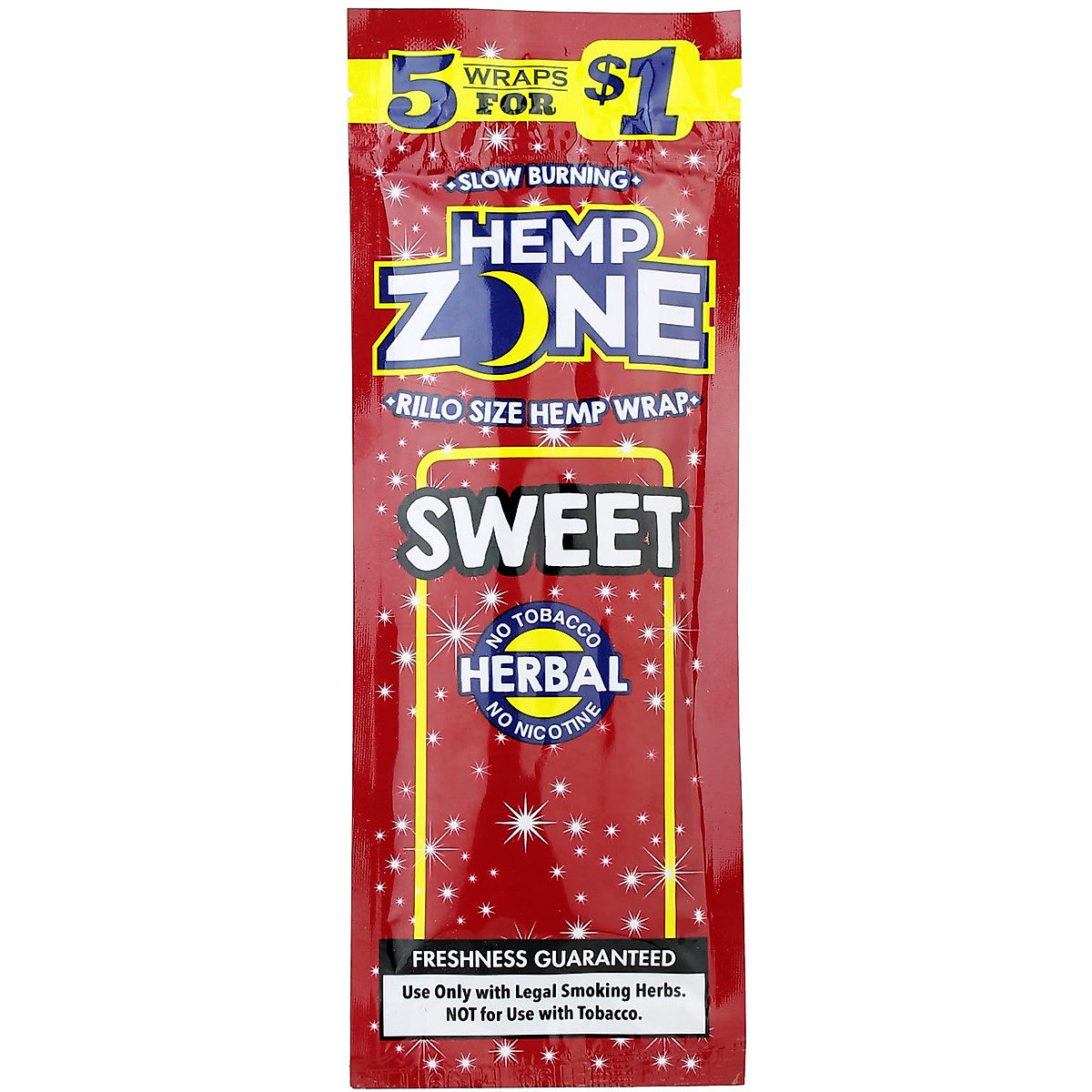 The Zone Premium Sweet Wraps. 75 Total Wraps! 5 Wraps Per Pack.15 Packs! Non-GMO, Nicotine & Tobacco Free, Slow & Smooth Burn.