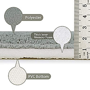 EGYPHY Bathroom Rugs Memory Foam Bath Mat 17x24 Inches, Soft and Absorbent Non-Slip Carpet, Super Cozy Velvet Mats Used for Shower Bathtub Kitchen, Machine Washable Plush Microfiber Bath Rugs,Grey