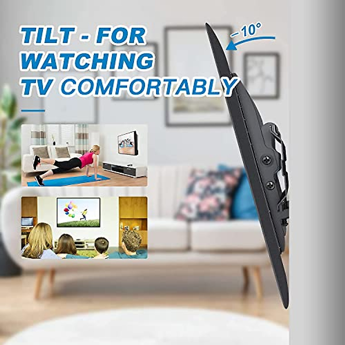 Tilting TV Wall Mount Bracket Low Profile for 13-42 Inch Flat Screen TVs & Monitors, Universal Tilt TV Monitor Mount Fits 8" Wood Studs VESA 200x200mm by Pipishell