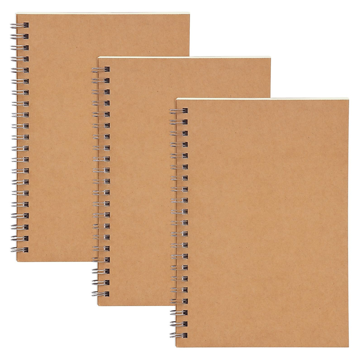 EOOUT 3 Pack Spiral Notebook College Ruled Notebook, 7.48 x 5.11 Inches Journal Soft Kraft Cover,100 Pages/ 50 Sheets for Students Office Business