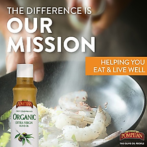 Pompeian USDA Certified Organic Extra Virgin Olive Oil Non-Stick Cooking Spray, Full-Bodied Flavor, Perfect for Salads and Pasta Drizzling, Naturally Gluten Free, Non-Allergenic, Non-GMO, No Propellants, 5 FL. OZ., Single Bottle
