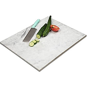 Diflart Natural Marble Pastry White Cheese And Cutting Serving Board with Non-Slip Feet 16x20 Inch Carrara Bianco Christmas | Thanksgiving Gift