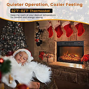 COSTWAY Electric Fireplace Insert 23-inch Wide, 1400W Recessed Fireplace Heater with Remote Control, 3 LED Flame Effects, 6H Timer, Electric Fireplace for Bedroom Home Office Indoor Use, Black