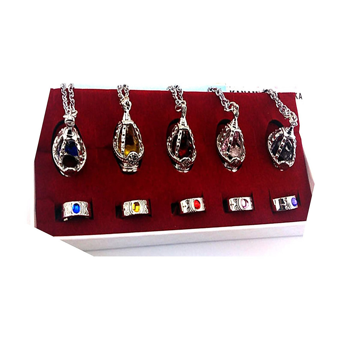 Anime Cosplay Puella Magi Madoka Magica Soul Core Gem 5 Necklace With 5 Tail Ring