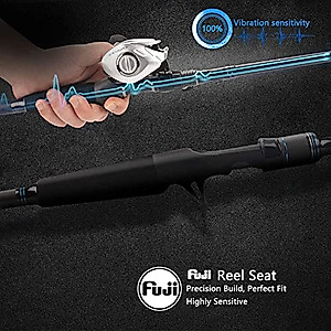 Cadence CR7B Baitcasting Rods Fast Action Fishing Rods Super Lightweight Sensitive Portable Casting Rods 40 Ton Carbon Fuji Reel Seat Stainless Steel Guides with SiC Inserts Baitcast Rods