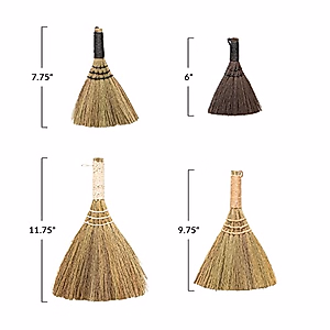 Creative Co-Op Yarn Wrapped Handles, Multi Color Neutrals, Set of 4 Whisk Broom, 4