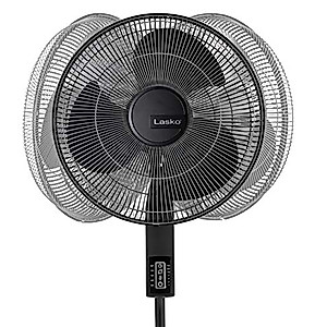 Lasko Oscillating Pedestal Fan, Thermostat, Adjustable Height, Remote Control, Timer, 4 Speeds, for Bedroom, Living Room, Office & Dorm, 16", Black, S16612