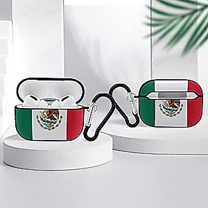 YouTary Mexico Flag Pattern Apple Airpods pro Case Cover with Keychain, AirPod Headphone Cover Unisex Shockproof Protective Wireless Charging Headset Accessories