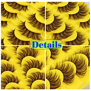 ALICE Brown Lashes False Lashes Natural Look Eyelashes Cat Eye Faux Mink Lashes with Clear Band Wispy Fake Eyelashes Lash Strips 8 Pairs