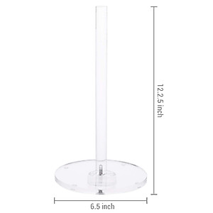 MyGift Clear Acrylic Kitchen Countertop Paper Towel Holder Stand with Round Base, Vertical Design Paper Roll Dispenser