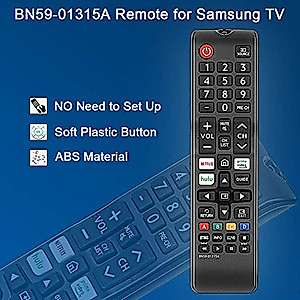 Gvirtue BN59-01315A BN59-01315D Replacement for Samsung Remote Control and Smart 4K Ultra UHD Curved Series 8/7/ 6 TV HDTV LED, UN 32/40/ 43/50/ 55/58/ 65/75 inch N/NU/RU Series 5300 6900 710D