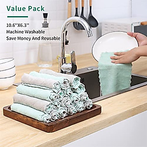 20 Pack Kitchen Dish Cloths, Super Absorbent Microfiber Cleaning Cloth for Cleaning Dishes, Kitchen, Bathroom, Car (Grey & Green)