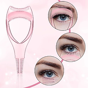 Patelai 7 Pcs Eyelash Makeup Tool 3 in 1Mascara Shield Guard Mascara Shield Applicator Guard Lash Separator Eyelash Comb Extension Tweezers for Women Makeup(Black, Pink)