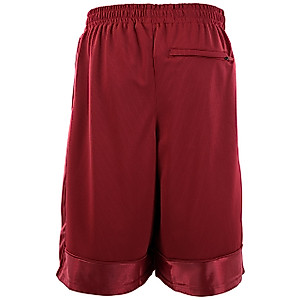 Mens Basketball Training Shorts with 3 Zippered Pockets (4X-Large, 409-Red)