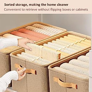 Smart Folding Storage Box, Cotton and Linen Folding Storage Bins with Handle, Large Capacity Storage Bins Closet Organizer System, Space Saving Shelf Organizer Shelves Storage Basket for Home