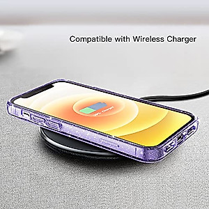 JETech Glitter Case for iPhone 12 Mini, 5.4-Inch, Bling Sparkle Shockproof Phone Bumper Cover, Cute Sparkly for Women and Girls (Light Purple)