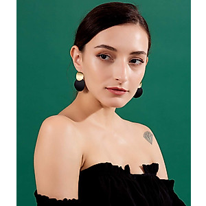 LILIE&WHITE Round Curved Drop Earrings With Radiant Golden Discs For Women