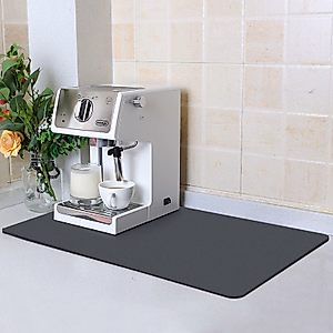 ZLR Coffee Mat - 12" x 20" Middle Kitchen Absorbent Mat for Countertop - Easy to Clean Coffee Bar Mat for Coffee Machine, Coffee Maker, Espresso Machine - Gray
